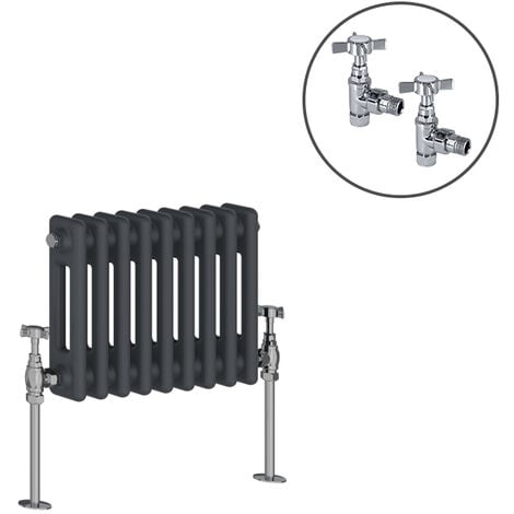 Traditional Rad Cast Iron Style Radiator Anthracite + Chrome Angled ...
