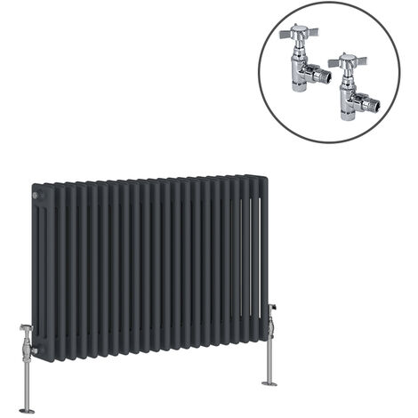 Traditional Rad Cast Iron Style Radiator Anthracite + Chrome Angled ...