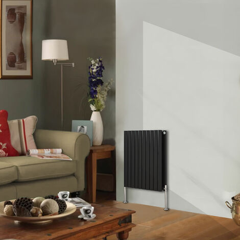NRG Black Modern Designer Radiator Oval Column Central Heating Rads ...