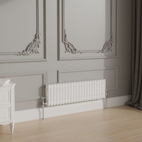 Traditional Cast Iron Style Radiator 300x1012mm Horizontal 3 Column White