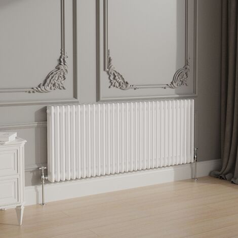 Traditional Cast Iron Style Radiator 600x1462mm Horizontal 3 Column White