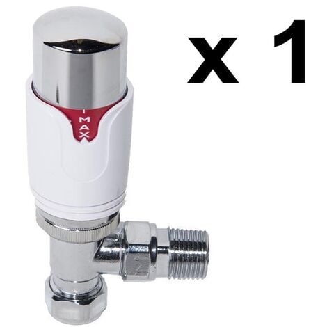 15mm x 1/2" Modern Angled Chrome & White TRV Thermostatic Radiator Valve