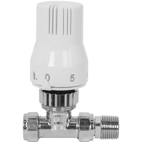 15mm Thermostatic Straight Radiator Valve and Lockshield with 15-8mm ...
