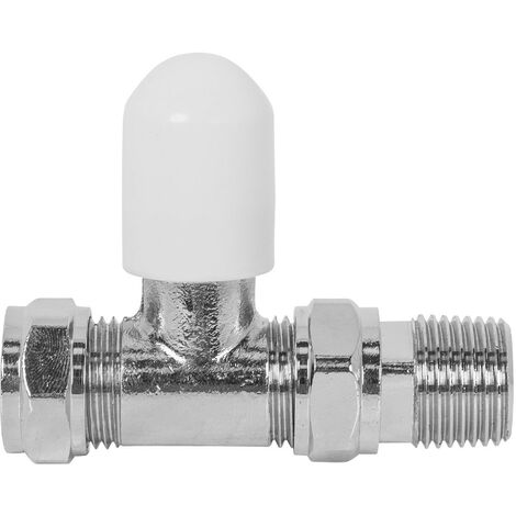 15mm Thermostatic Straight Radiator Valve and Lockshield with 15-8mm ...
