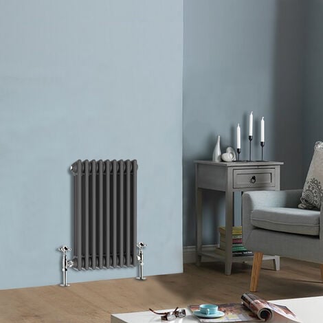 600 x 425mm Traditional Anthracite Horizontal Cast Iron Style Radiator ...