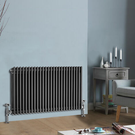 600 x 1190mm Traditional Anthracite Horizontal Cast Iron Style Radiator ...