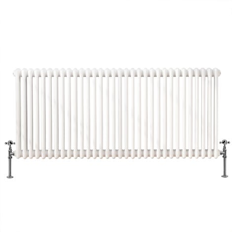 600 x 1460 mm Traditional White Horizontal Cast Iron Radiator Double Column