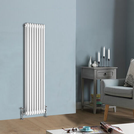 1500 x 380 mm Traditional White Vertical Cast Iron Radiator Triple Column