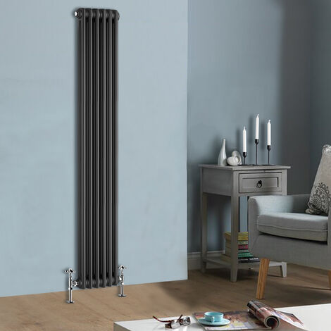 1800 x 290mm Traditional Anthracite Vertical Cast Iron Style Radiator ...