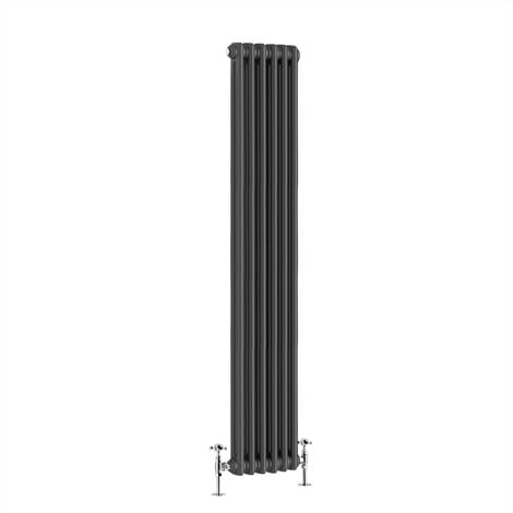 1800 x 290mm Traditional Anthracite Vertical Cast Iron Style Radiator ...