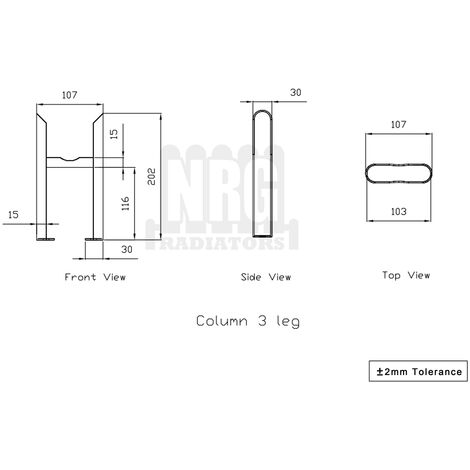 Floor Mounting Radiator Leg Kit for 3 Column Traditional Radiator Black