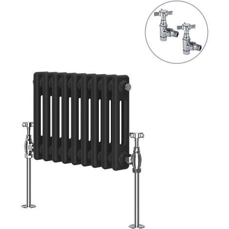Traditional Rad Cast Iron Style Radiator Black + Chrome Angled ...