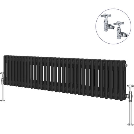 Traditional Rad Cast Iron Style Radiator Black + Chrome Angled ...