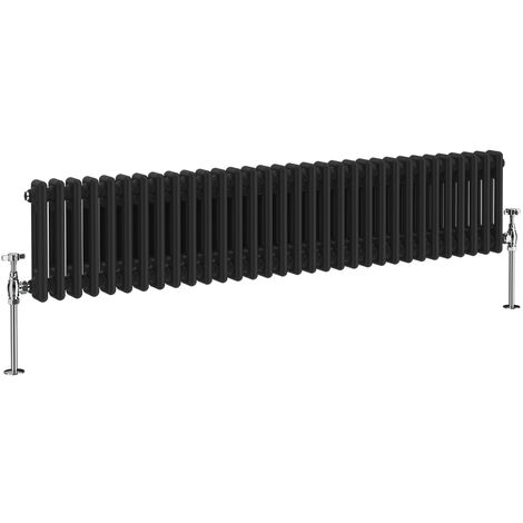 Traditional Rad Cast Iron Style Radiator Black + Chrome Angled ...