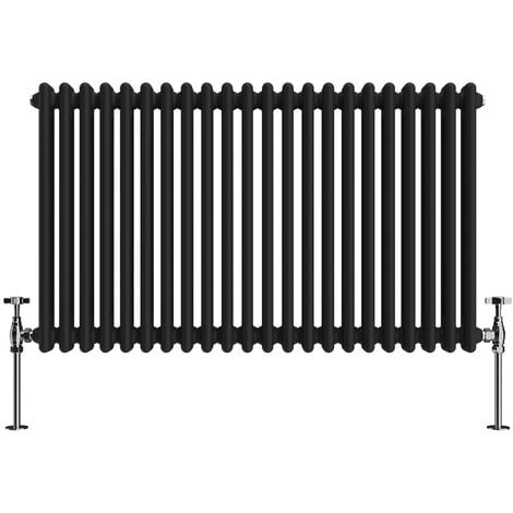 Traditional Radiator Cast Iron Style Radiator 2 Column Black 600x1010mm