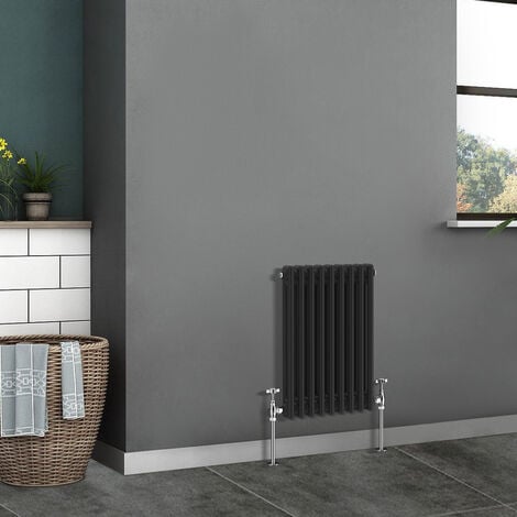 Traditional Radiator Cast Iron Style Radiator 2 Column Black 600x425mm
