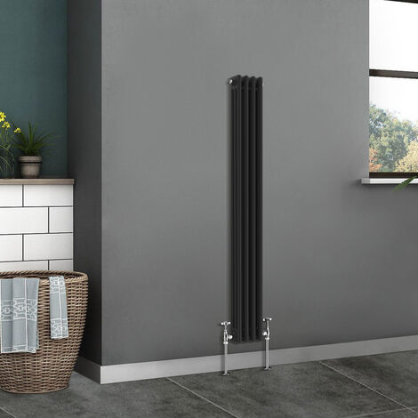 Traditional Radiator Cast Iron Style Radiator 3 Column Black 1500x202mm