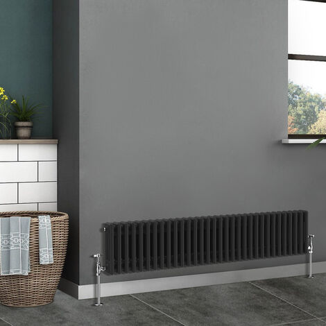 Traditional Radiator Cast Iron Style Radiator 3 Column Black 300x1462mm