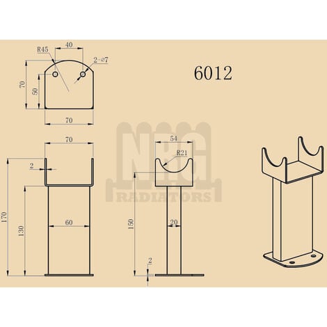 Floor Mounting Feet Support Legs Kit for Flat Panel Designer Radiator ...