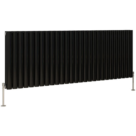 Designer Oval Column Radiator Bathroom Central Heating Rads Black with ...