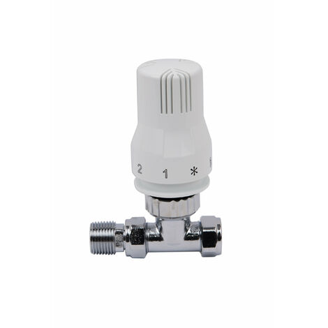 Thermostatic Straight 15mm Radiator Valve and Lockshield with 15-10mm ...