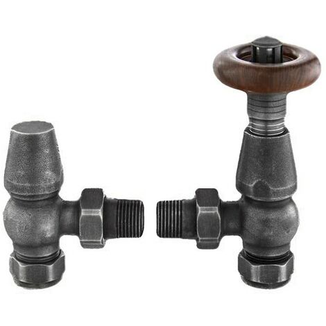 Chelsea TRV Traditional Thermostatic Radiator Valves Pair Pewter Angled