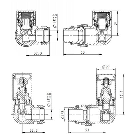 Round Head Manual Corner Radiator Rad Valves 1/2"x15mm Brass Black