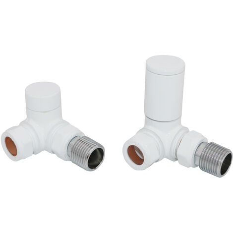Round Head Manual Corner Radiator Rad Valves 1/2"x15mm Brass White