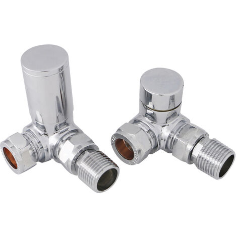 Round Head Manual Corner Radiator Rad Valves 1/2"x15mm Brass Chrome