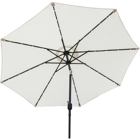 2.7M Solar LED Lights Outdoor Garden Parasol Patio Crank Sun Shade ...