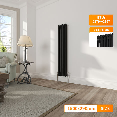 NRG Traditional Cast Iron Style Vertical Vintage Radiator Rads Black 2 ...