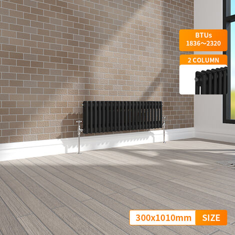 NRG Black 2 Column Traditional Cast Iron Style Horizontal Vintage ...