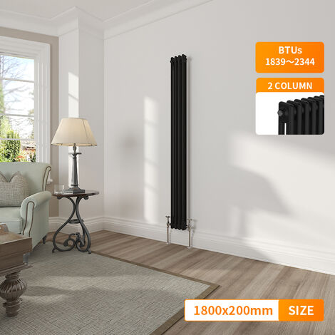 NRG Traditional Cast Iron Style Vertical Vintage Radiator Rads Black 2 ...