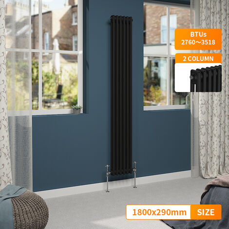 NRG Traditional Cast Iron Style Vertical Vintage Radiator Rads Black 2 ...