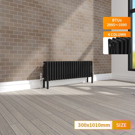 NRG Black Traditional 4 Column Radiator Cast Iron Style Heating Rads ...