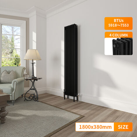 NRG BlackTraditional 4 Column Radiator Cast Iron Style Heating Rads ...
