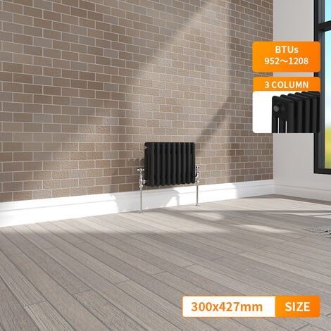 NRG Traditional Vintage Cast Iron Style Radiator Horizontal Rad Black 3 ...
