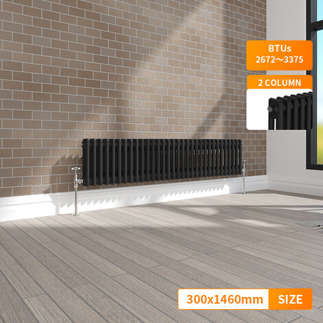 NRG Black 2 Column Traditional Cast Iron Style Horizontal Vintage ...