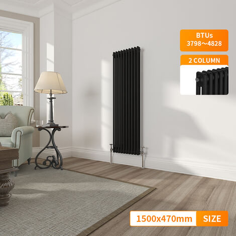 NRG Traditional Cast Iron Style Vertical Vintage Radiator Rads Black 2 ...