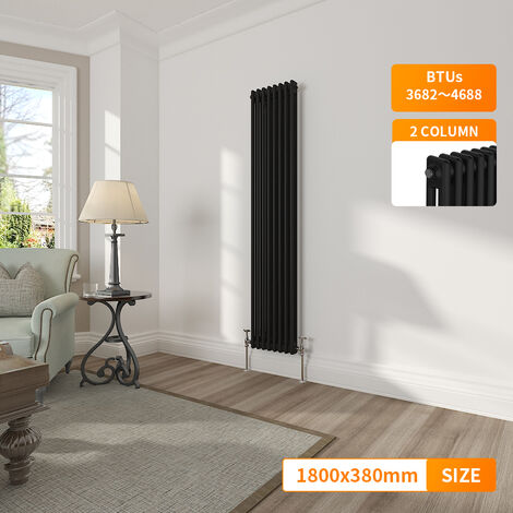 NRG Traditional Cast Iron Style Vertical Vintage Radiator Rads Black 2 ...