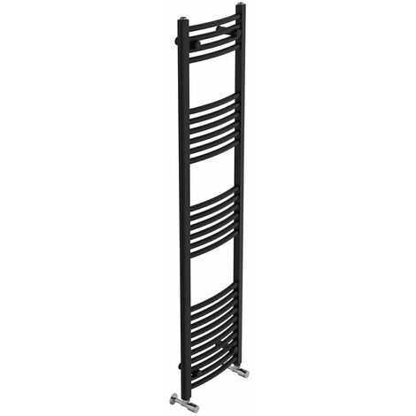 Black Heated Towel Rail Designer Radiator Modern Bathroom Curved 1600x400mm