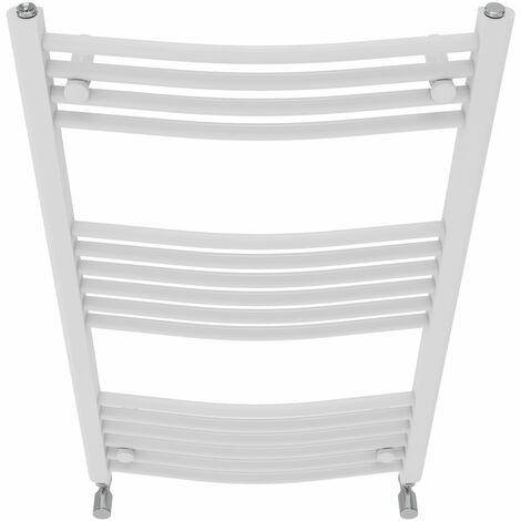 White Heated Towel Rail Ladder Radiator Modern Bathroom Curved 1000x600mm