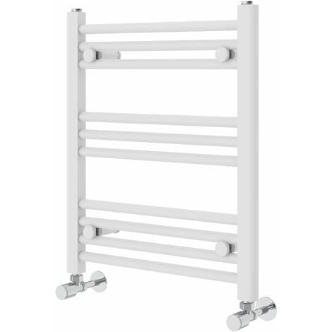 600 x 500mm White Bathroom Straight Heated Towel Rail Ladder Warmer ...
