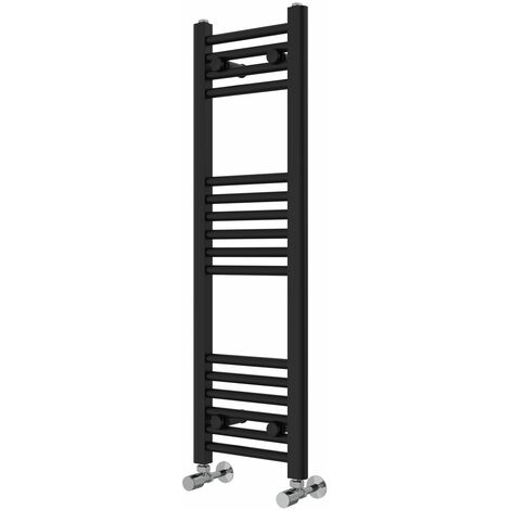 1000x300mm Black Heated Towel Rail Radiator Straight Bathroom Heating Rad