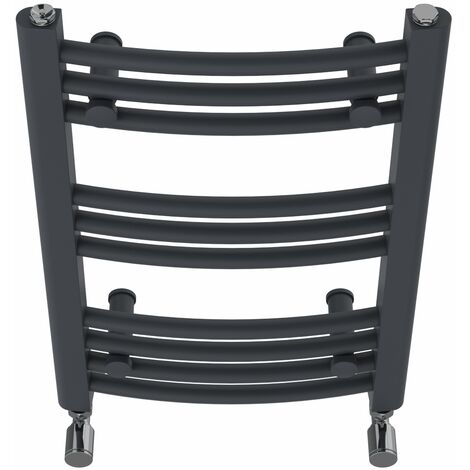 Bathroom Curved Anthracite Heated Towel Rail Radiator 600 x 400mm ...