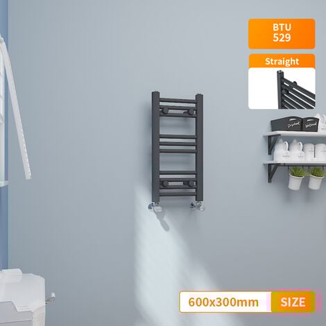 600x300mm Modern Straight Heated Towel Rail Designer Bathroom Radiator ...