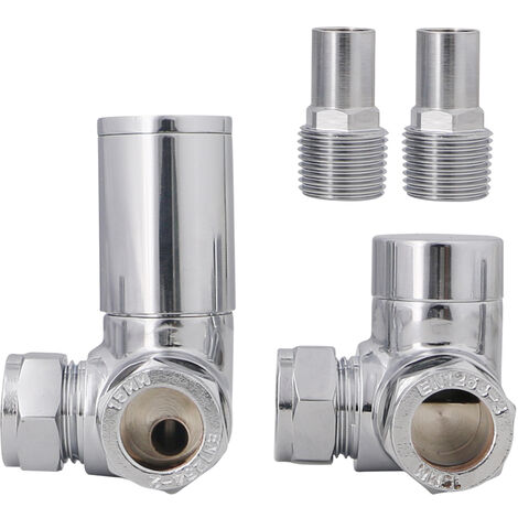 Round Head Manual Corner Radiator Rad Valves 1/2"x15mm Brass Chrome