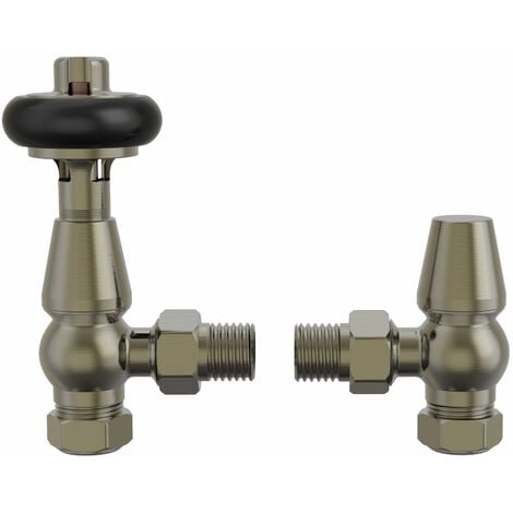 Traditional TRV Thermostatic Angled Radiator Valves Pair Polished ...