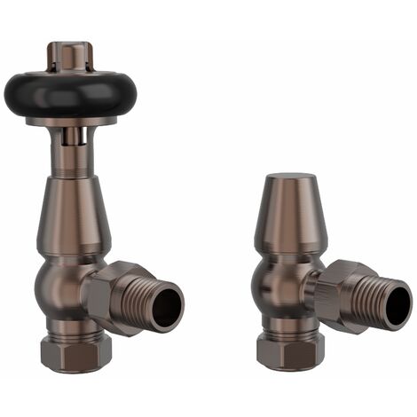 Traditional Radiator TRV Angled Brass Thermostatic Antique Copper ...