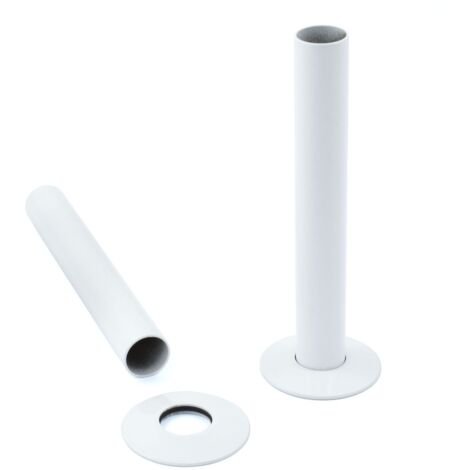 White 2x 15mm Radiator Valve Pipes and Collars Easy Fit Packs Plumbing ...